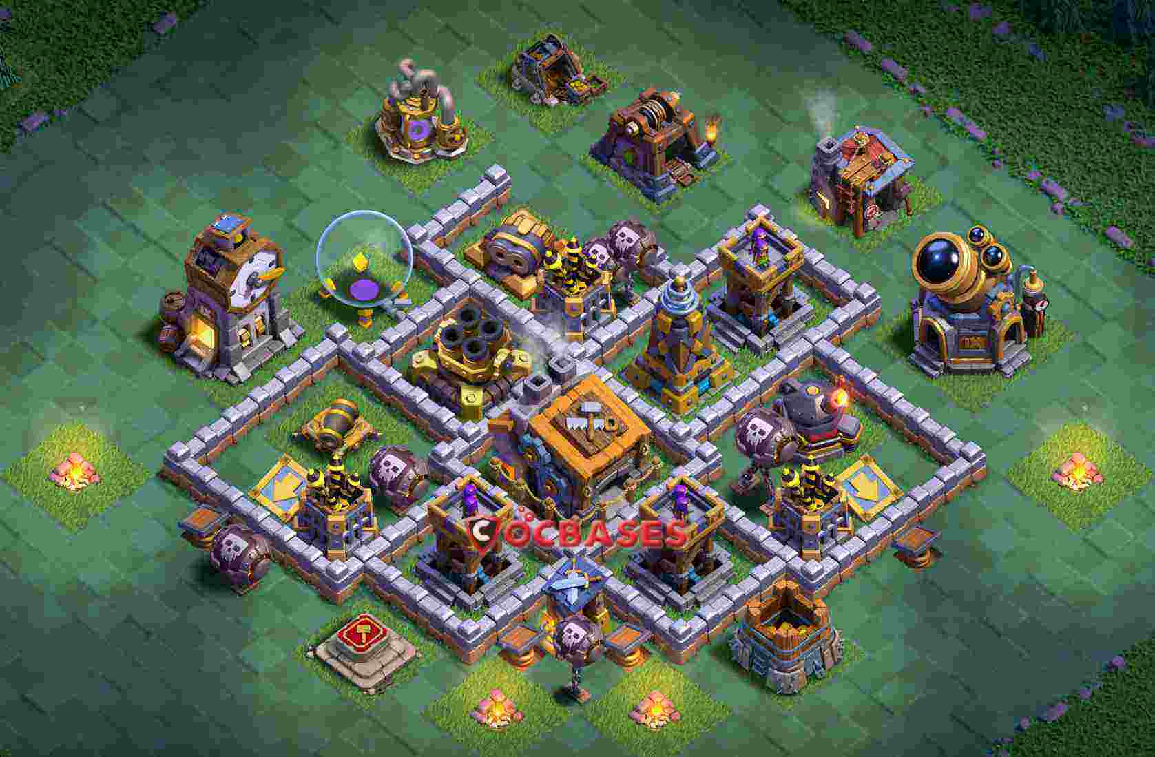 Builder Hall 9 Base -trophy - Layout id: 00hcy | Cocbases