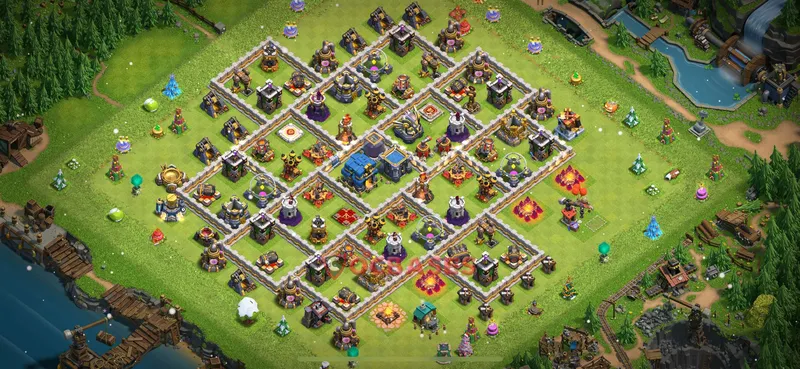 Town Hall 12 Base -hybrid - Layout id: nuql9 | Cocbases